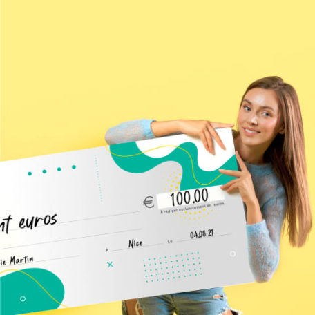 Chèque Géant personnalisé - faux chèque à imprimer- impression rapide