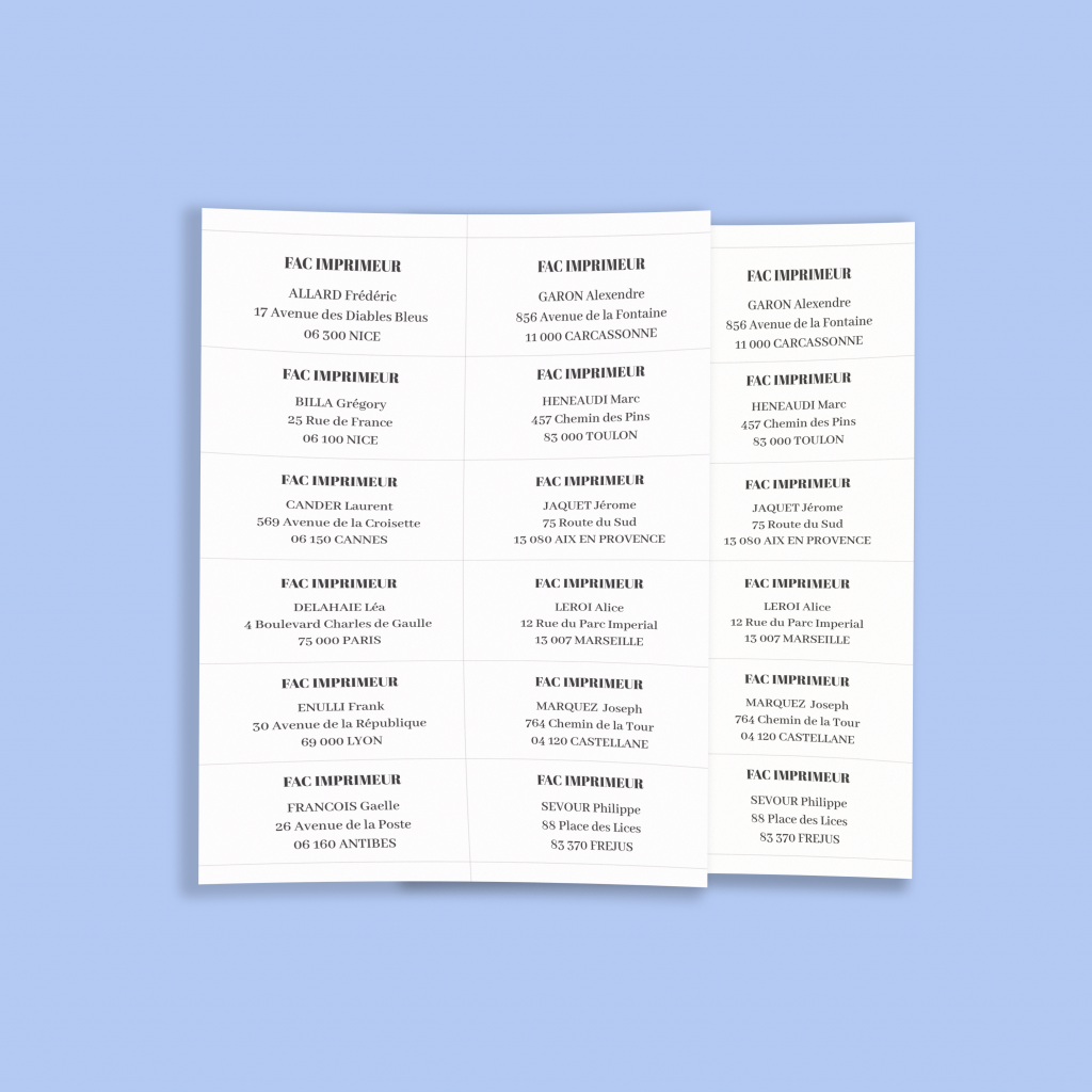 Publipostage Etiquettes | Etiquettes adresses | Imprimeur